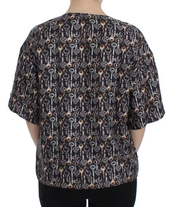 Dolce & Gabbana Printed Silk Blouse - Gray