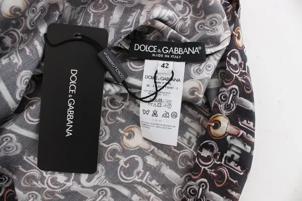 Dolce & Gabbana Printed Silk Blouse - Gray