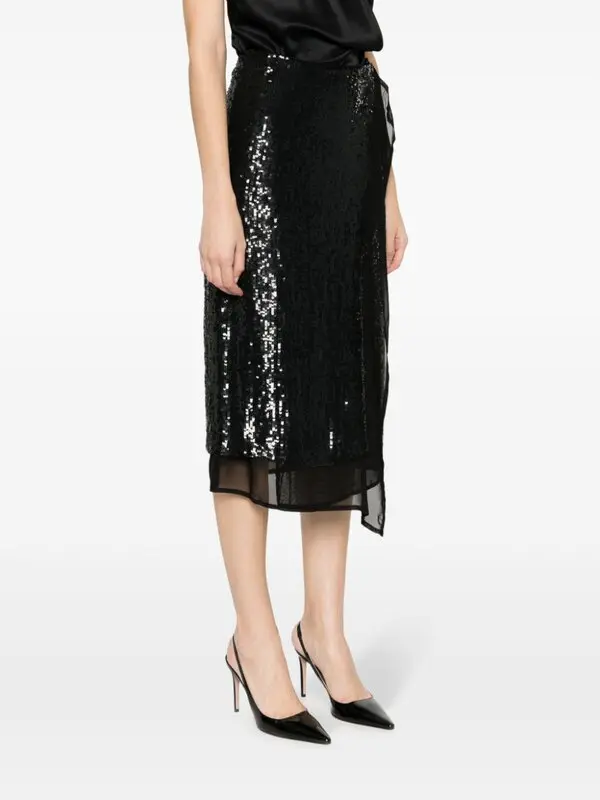 PAROSH Sequin-embellished Wrap Skirt