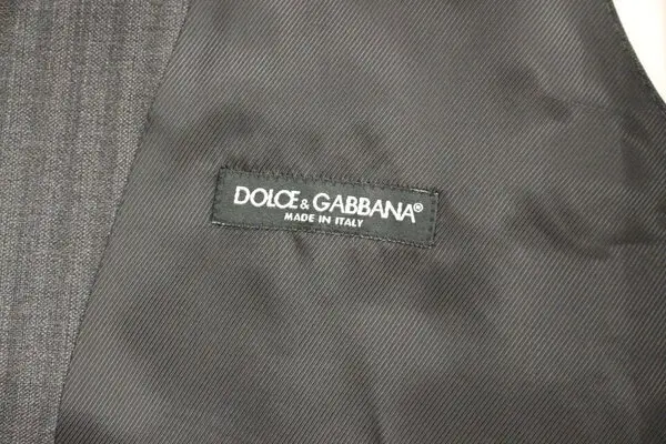 Dolce & Gabbana Striped Single-breasted Wool Vest - Gray