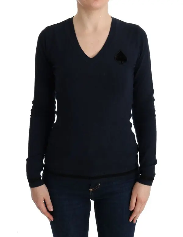 Costume National V-neck Ribbed Fine Knit Sweater