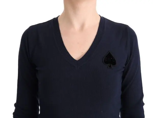 Costume National V-neck Ribbed Fine Knit Sweater