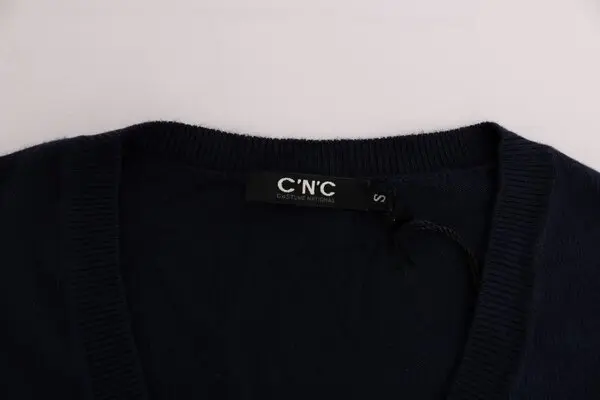 Costume National V-neck Ribbed Fine Knit Sweater