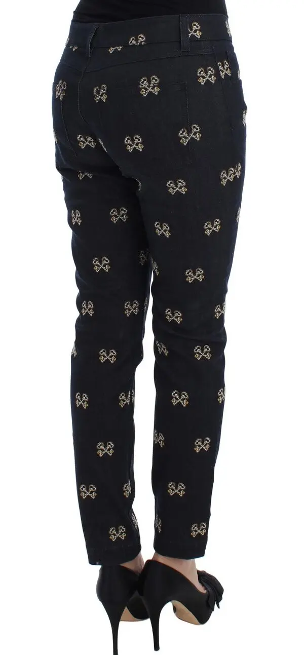 Dolce & Gabbana Key Embroidered Slim Fit Jeans
