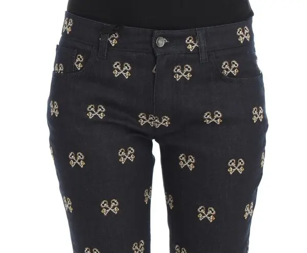 Dolce & Gabbana Key Embroidered Slim Fit Jeans