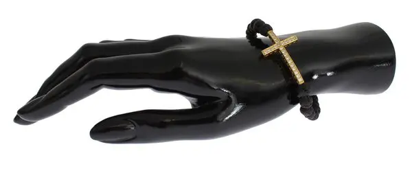 NIALAYA JEWELRY Lava Stone Bracelet With Cz Cross