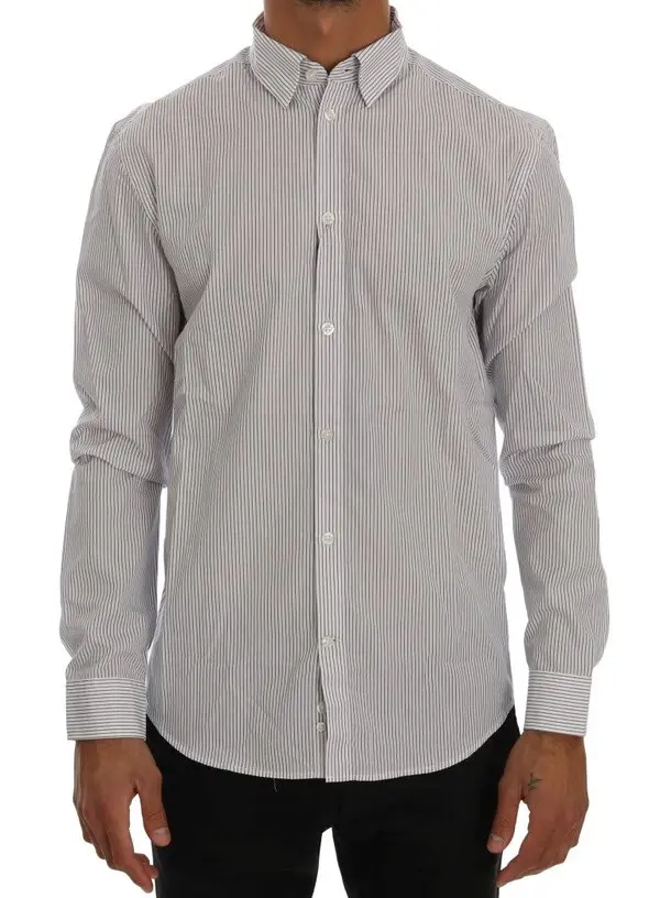 FRANKIE MORELLO White Striped Casual Cotton Regular Fit Shirt