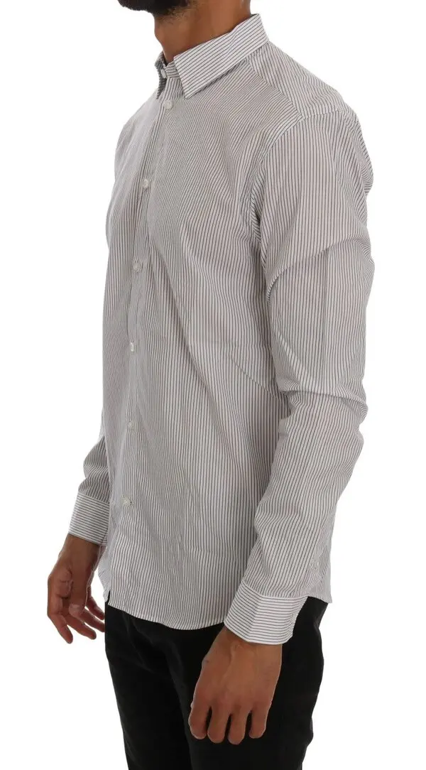 FRANKIE MORELLO White Striped Casual Cotton Regular Fit Shirt