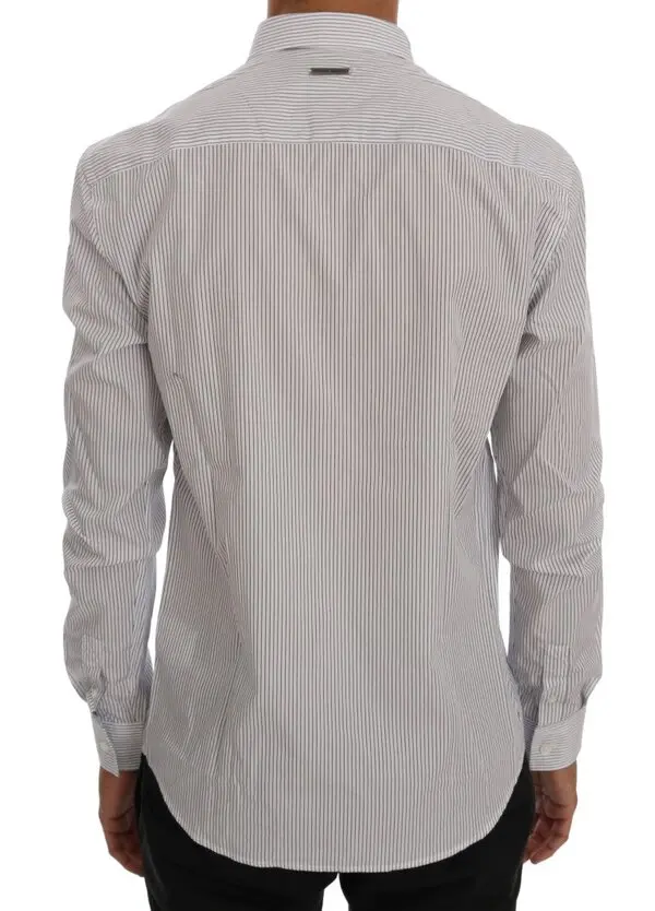 FRANKIE MORELLO White Striped Casual Cotton Regular Fit Shirt