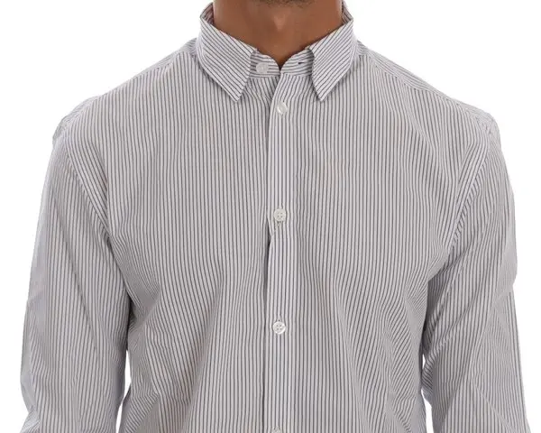 FRANKIE MORELLO White Striped Casual Cotton Regular Fit Shirt