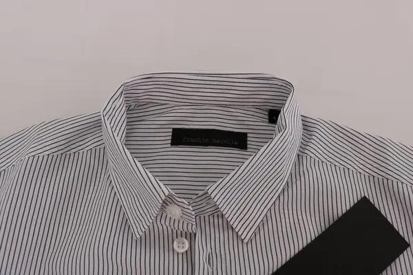 FRANKIE MORELLO White Striped Casual Cotton Regular Fit Shirt