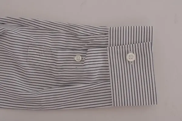 FRANKIE MORELLO White Striped Casual Cotton Regular Fit Shirt