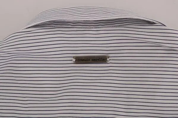 FRANKIE MORELLO White Striped Casual Cotton Regular Fit Shirt