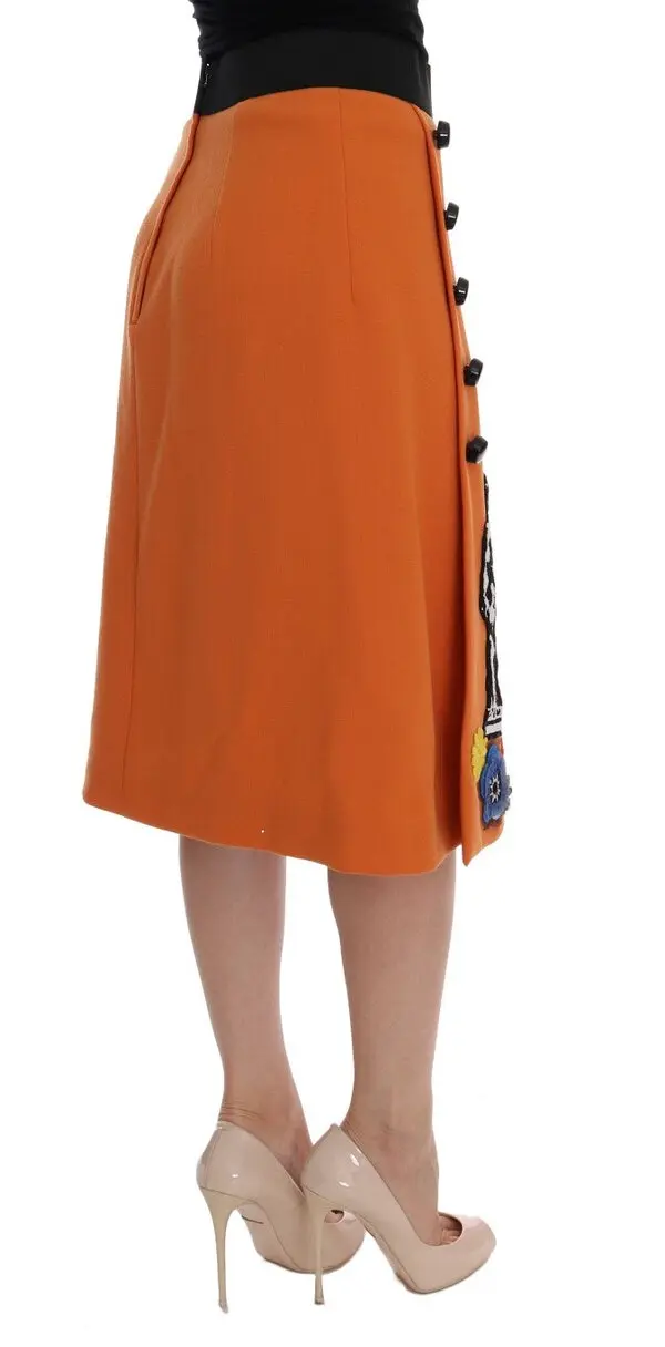 Dolce & Gabbana Wool Embellished Knee Length Skirt
