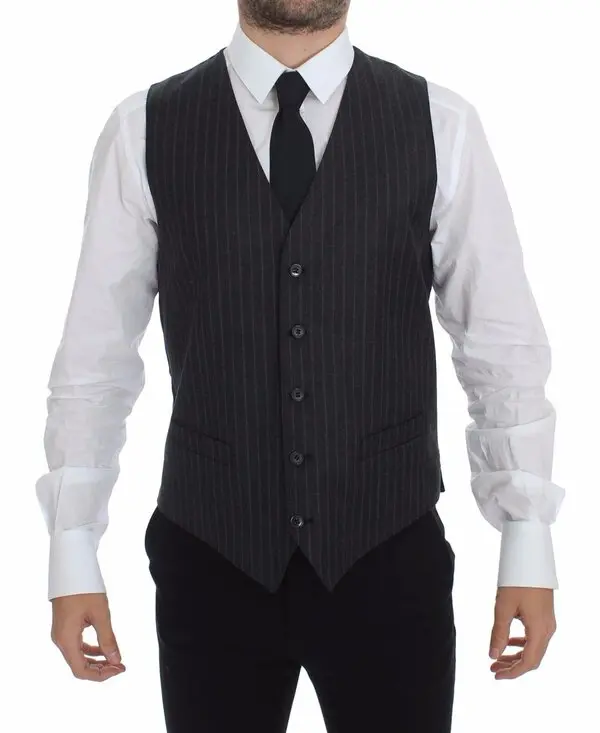 Dolce & Gabbana Striped Wool Vest - Gray