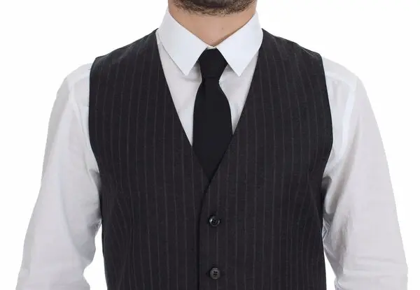 Dolce & Gabbana Striped Wool Vest - Gray