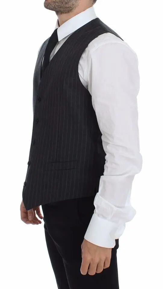 Dolce & Gabbana Striped Wool Vest - Gray