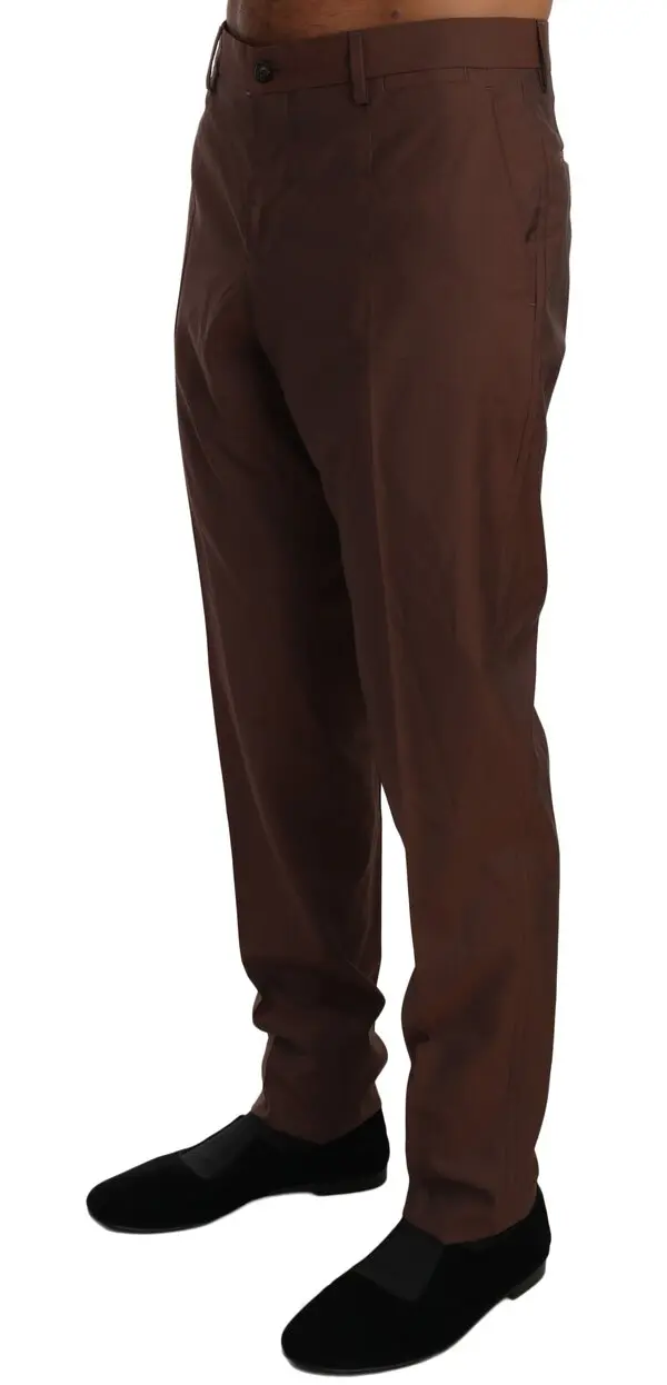 Dolce & Gabbana Wool Silk Formal Trousers - Brown