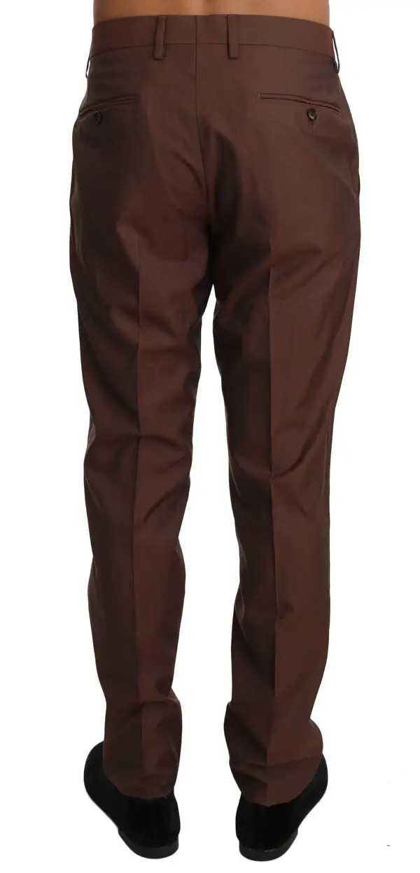 Dolce & Gabbana Wool Silk Formal Trousers - Brown