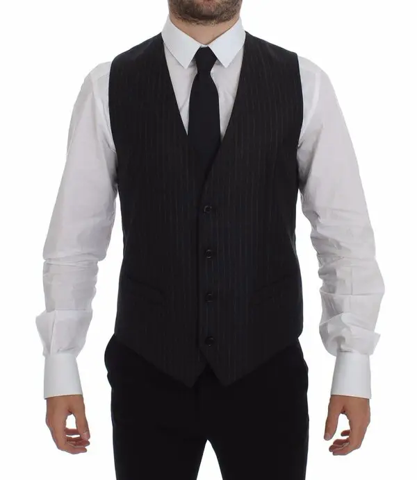 Dolce & Gabbana Striped Wool Vest - Gray