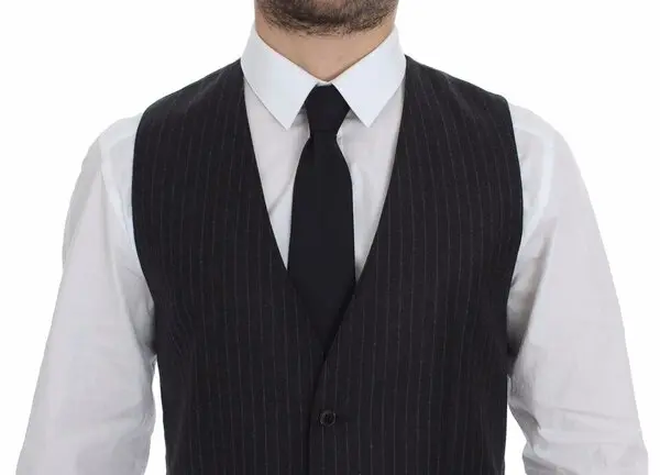 Dolce & Gabbana Striped Wool Vest - Gray