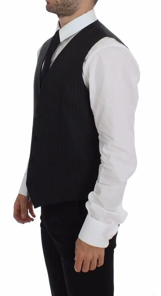 Dolce & Gabbana Striped Wool Vest - Gray