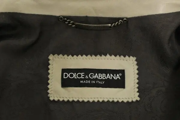 Dolce & Gabbana Leather Biker Jacket - Beige