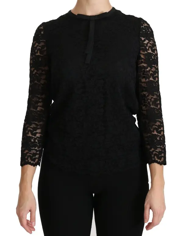 Dolce & Gabbana Lace Long Sleeve Crewneck Blouse