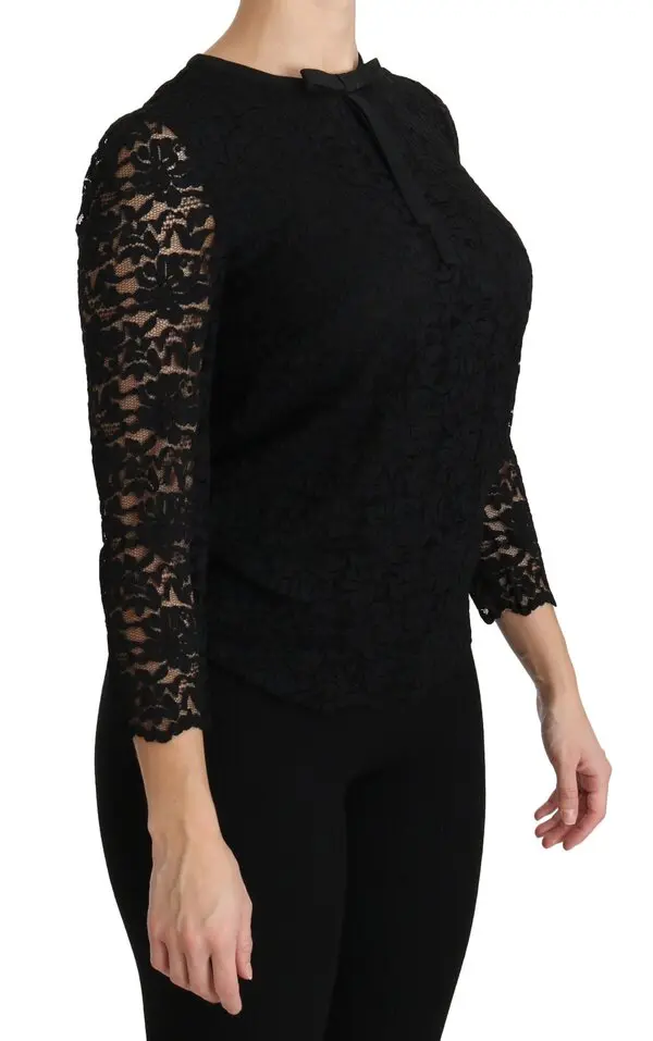 Dolce & Gabbana Lace Long Sleeve Crewneck Blouse