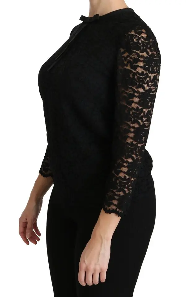 Dolce & Gabbana Lace Long Sleeve Crewneck Blouse
