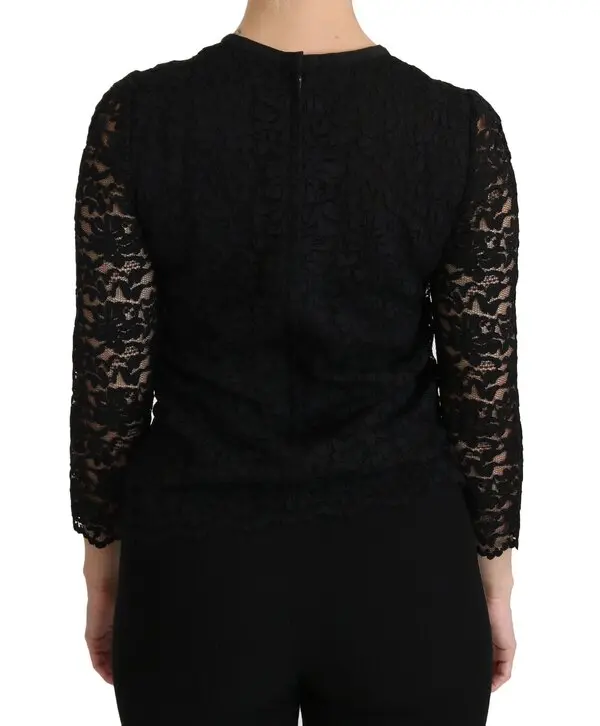 Dolce & Gabbana Lace Long Sleeve Crewneck Blouse