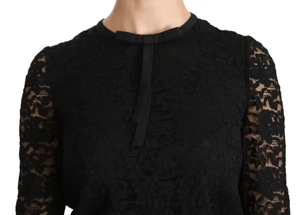 Dolce & Gabbana Lace Long Sleeve Crewneck Blouse