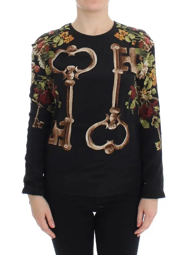 Dolce & Gabbana Key Floral Print Silk Blouse Top