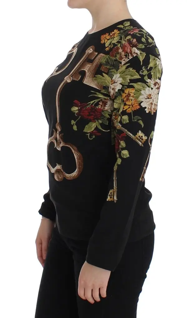 Dolce & Gabbana Key Floral Print Silk Blouse Top