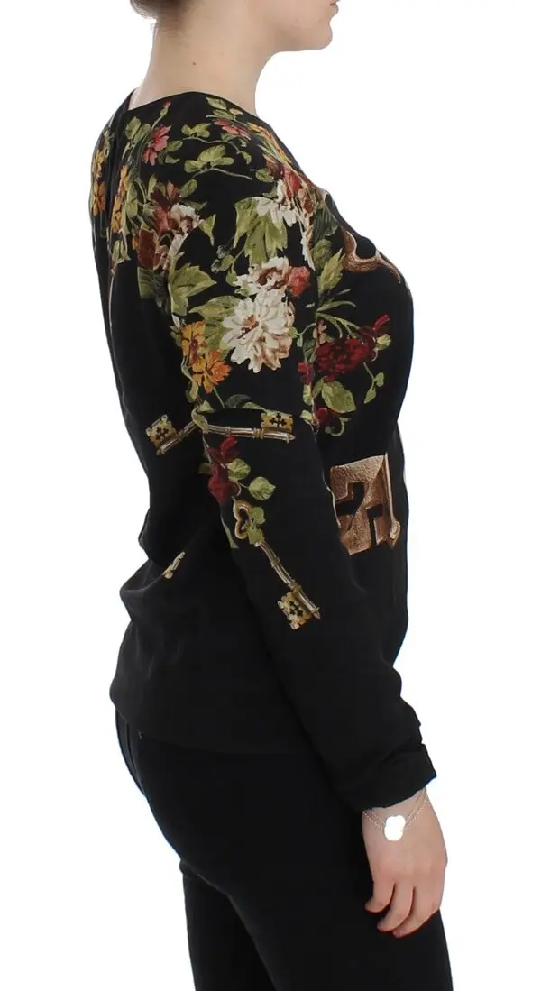 Dolce & Gabbana Key Floral Print Silk Blouse Top