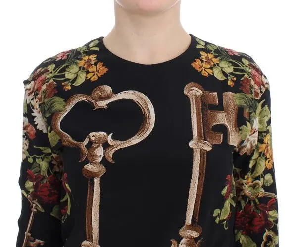 Dolce & Gabbana Key Floral Print Silk Blouse Top