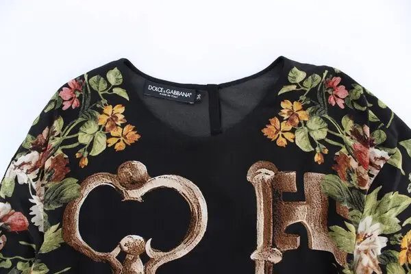 Dolce & Gabbana Key Floral Print Silk Blouse Top