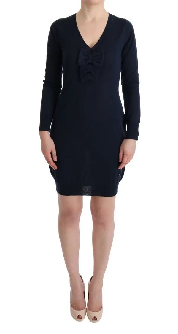MARGHI LO' Wool Long Sleeve Shift Dress