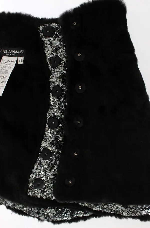 Dolce & Gabbana Sequined Floral Weasel Fur Shoulder Scarf Wrap