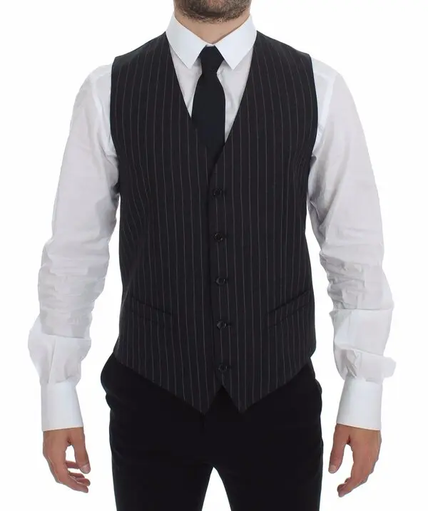 Dolce & Gabbana Striped Wool Vest - Gray
