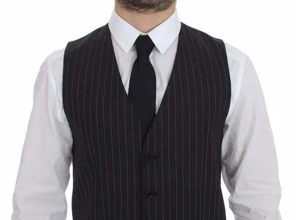 Dolce & Gabbana Striped Wool Vest - Gray