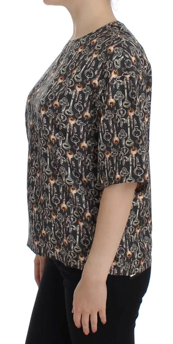 Dolce & Gabbana Printed Silk T-shirt - Gray