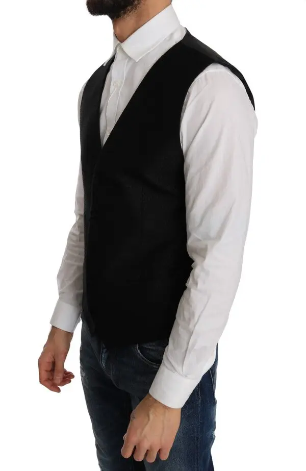 Dolce & Gabbana Formal Polka Dot Patterned Vest - Black