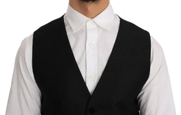 Dolce & Gabbana Formal Polka Dot Patterned Vest - Black