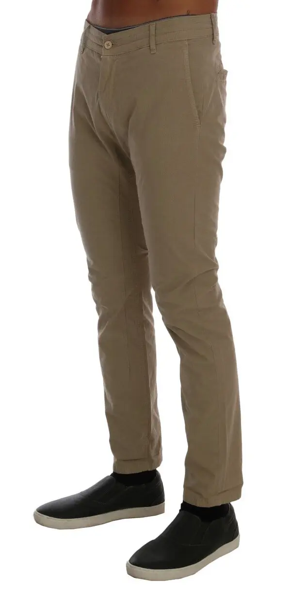 DANIELE ALESSANDRINI Cotton Stretch Slim Fit Chinos - Beige