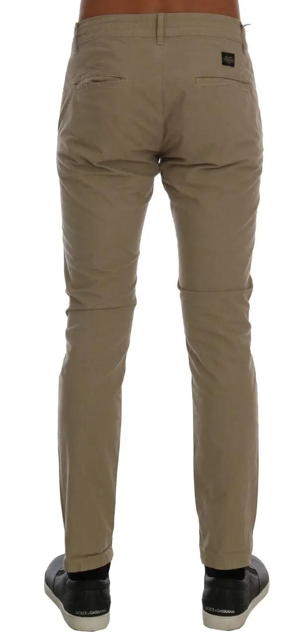 DANIELE ALESSANDRINI Cotton Stretch Slim Fit Chinos - Beige