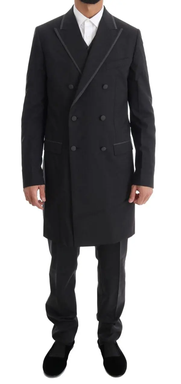 Dolce & Gabbana Wool Stretch 3 Piece Two Button Suit - Gray