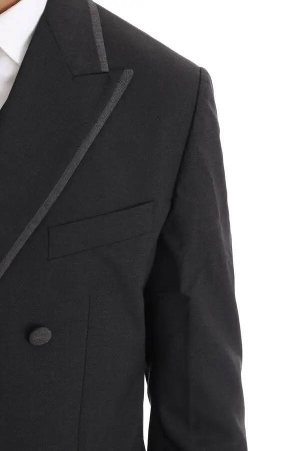 Dolce & Gabbana Wool Stretch 3 Piece Two Button Suit - Gray