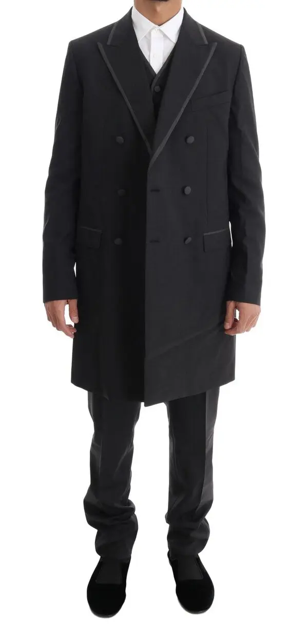 Dolce & Gabbana Wool Stretch 3 Piece Two Button Suit - Gray