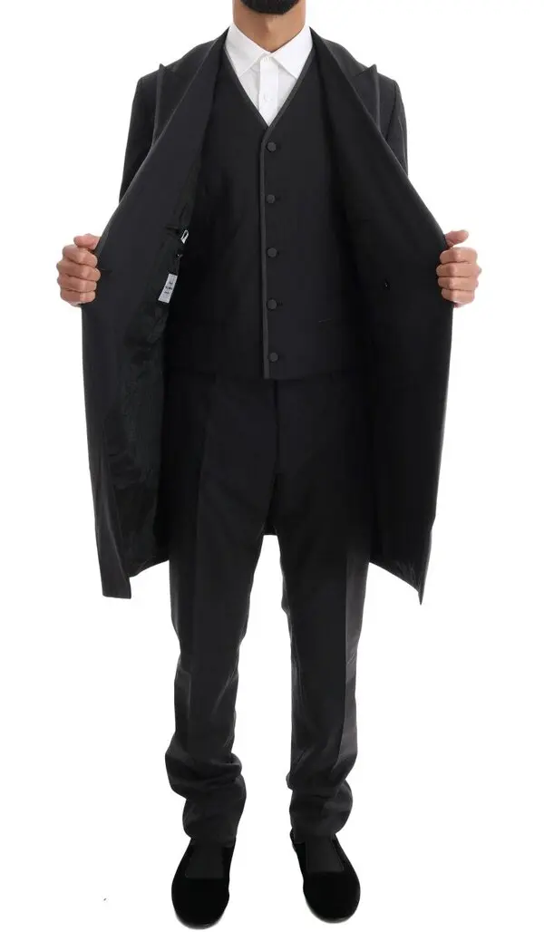 Dolce & Gabbana Wool Stretch 3 Piece Two Button Suit - Gray